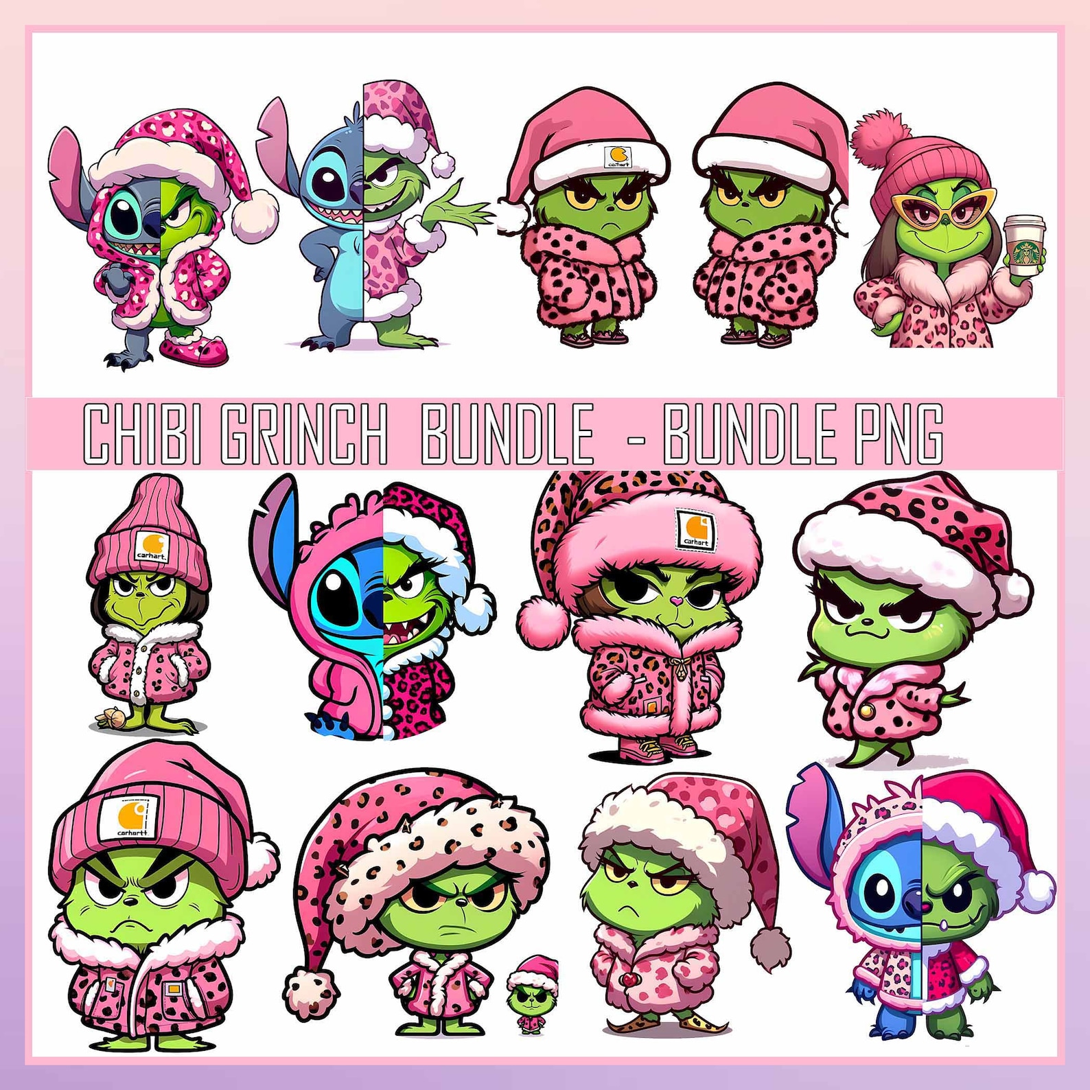 Grinch Bundle Cute Grinch Gril PNG Boujie Grinch Png Baby - Etsy