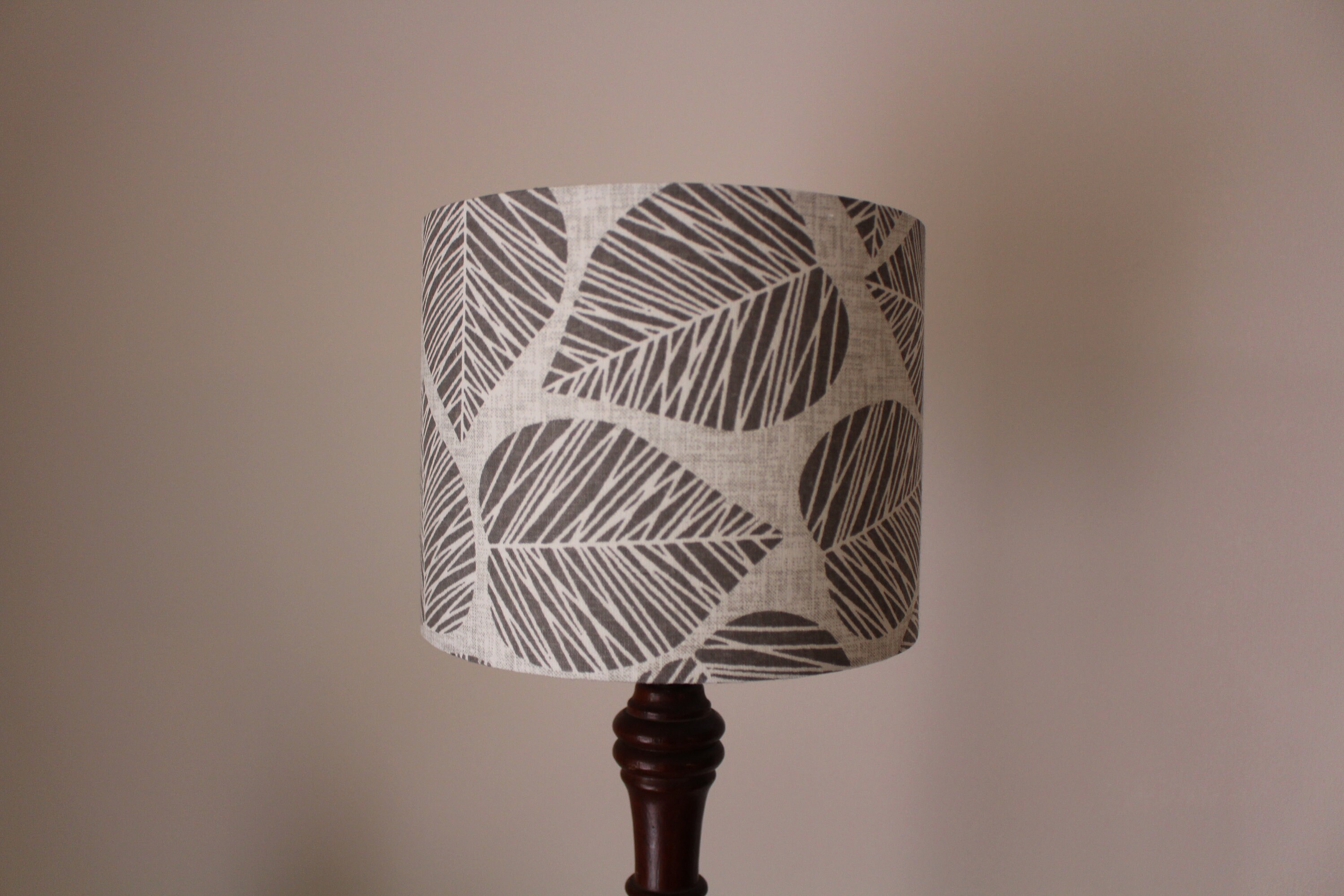 Grey Scale Leaves Lampshade - Leaf Custom Lamp Shade - Gray Leaf Subtle ...