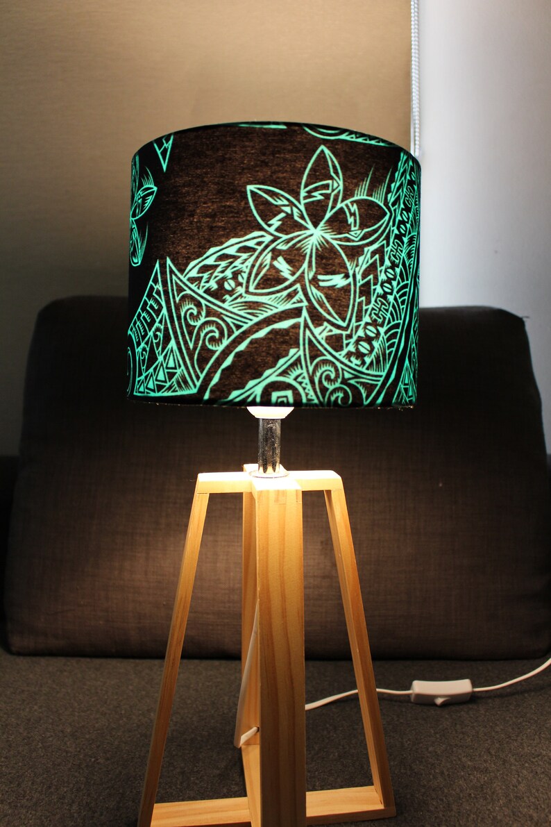 Turquoise and Black Samoan Lamp Shade - Tropical Tribal Design Lamp - Etsy