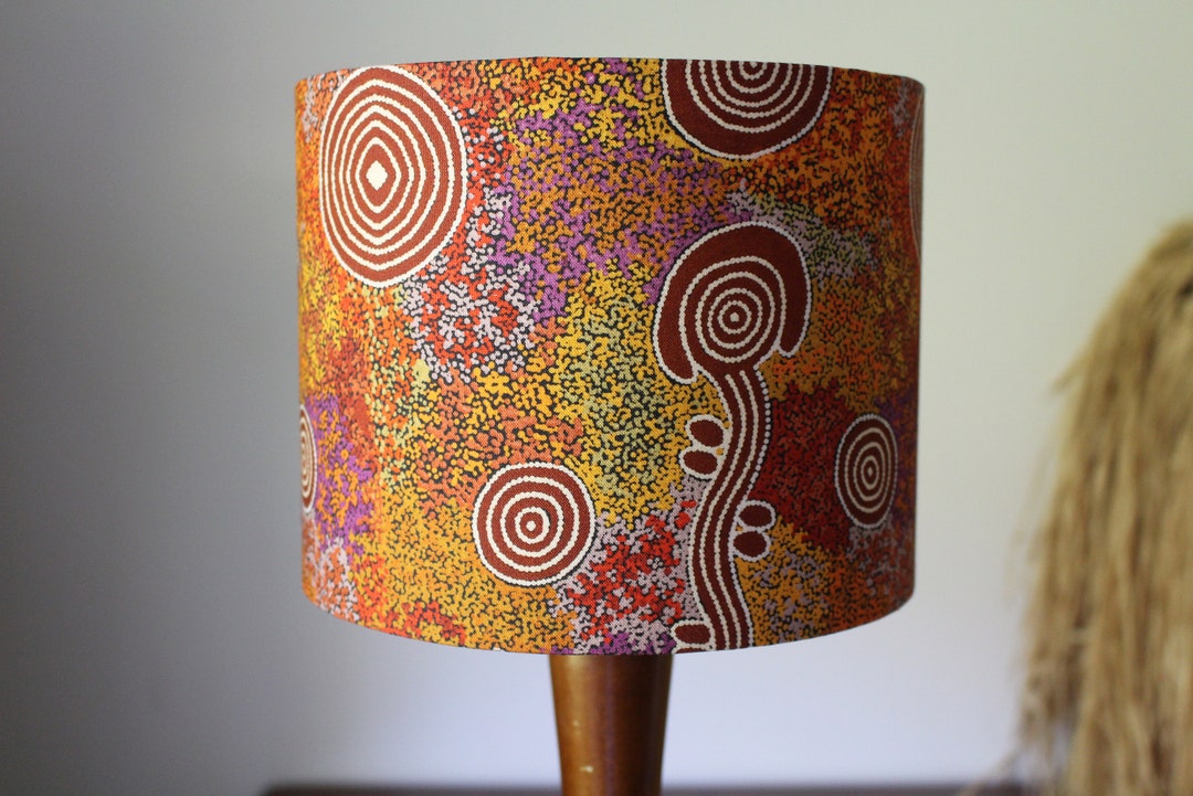 Orange Indigenous Australian Lamp Shade - Aboriginal Art Home Decor - Etsy