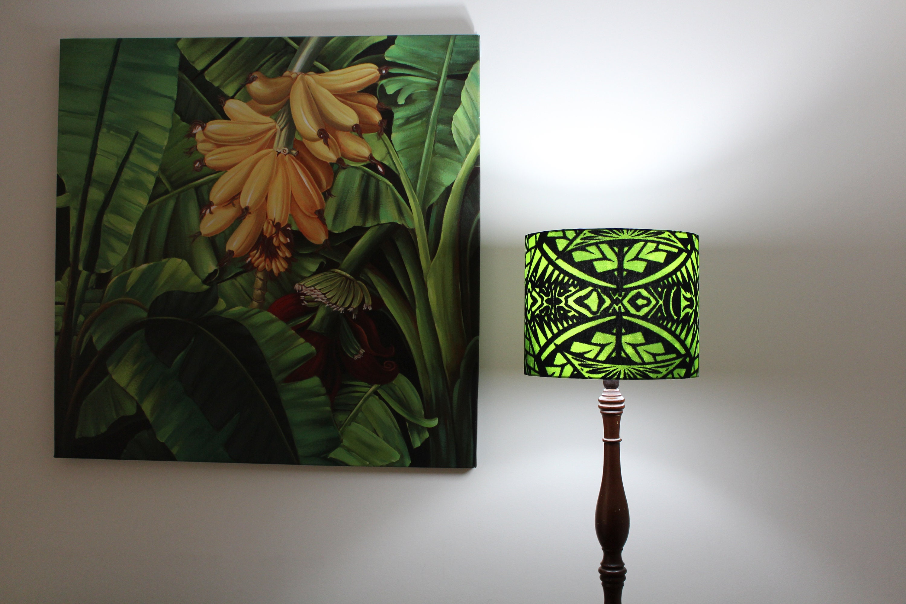 Earthy Green and Black Samoan Lamp Shade - Polynesian Lampshade Design ...