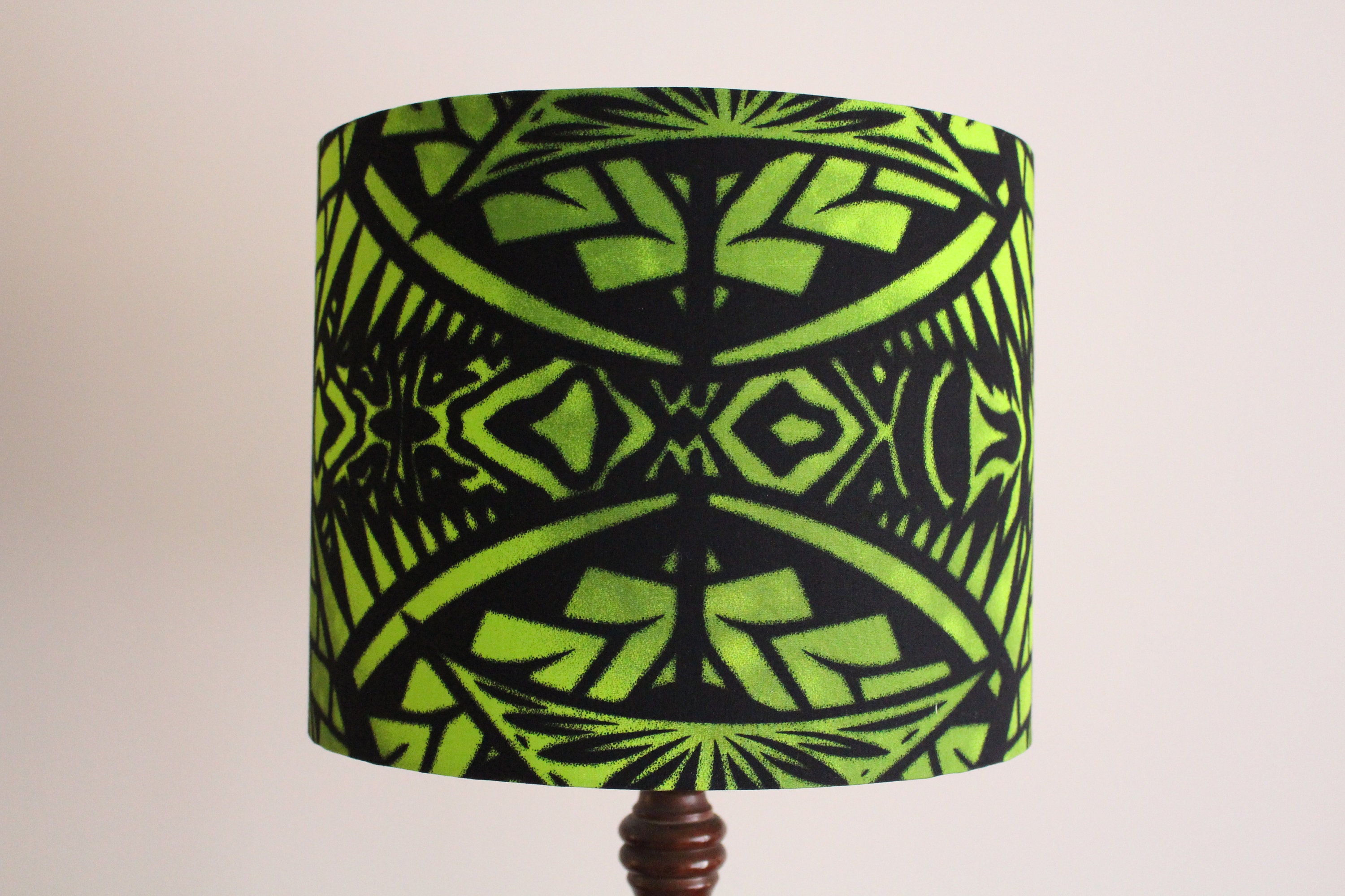 Earthy Green and Black Samoan Lamp Shade - Polynesian Lampshade Design ...