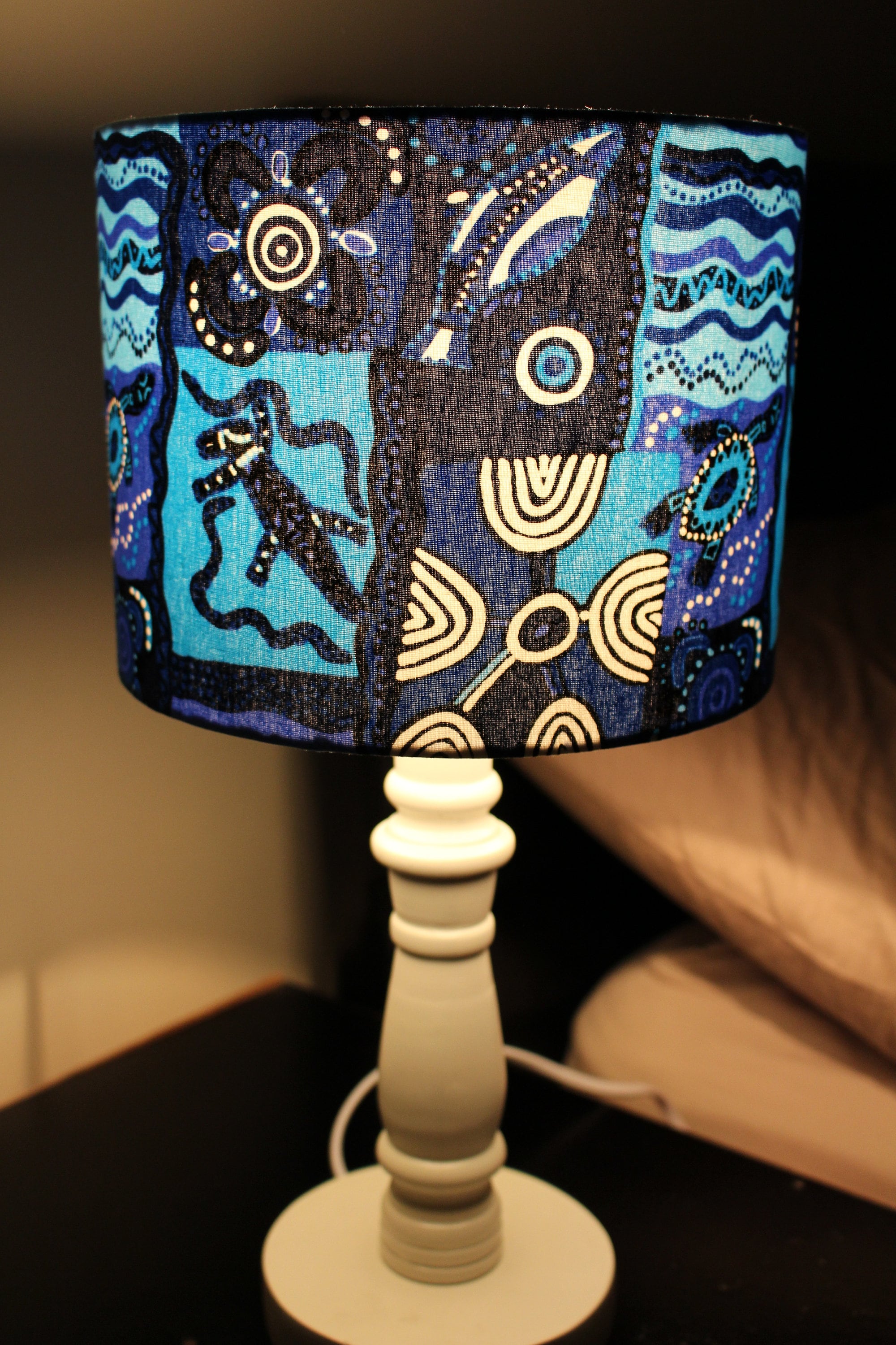 Blue Dreamtime Lampshade - Australian Aboriginal Authentic Jijaka ...