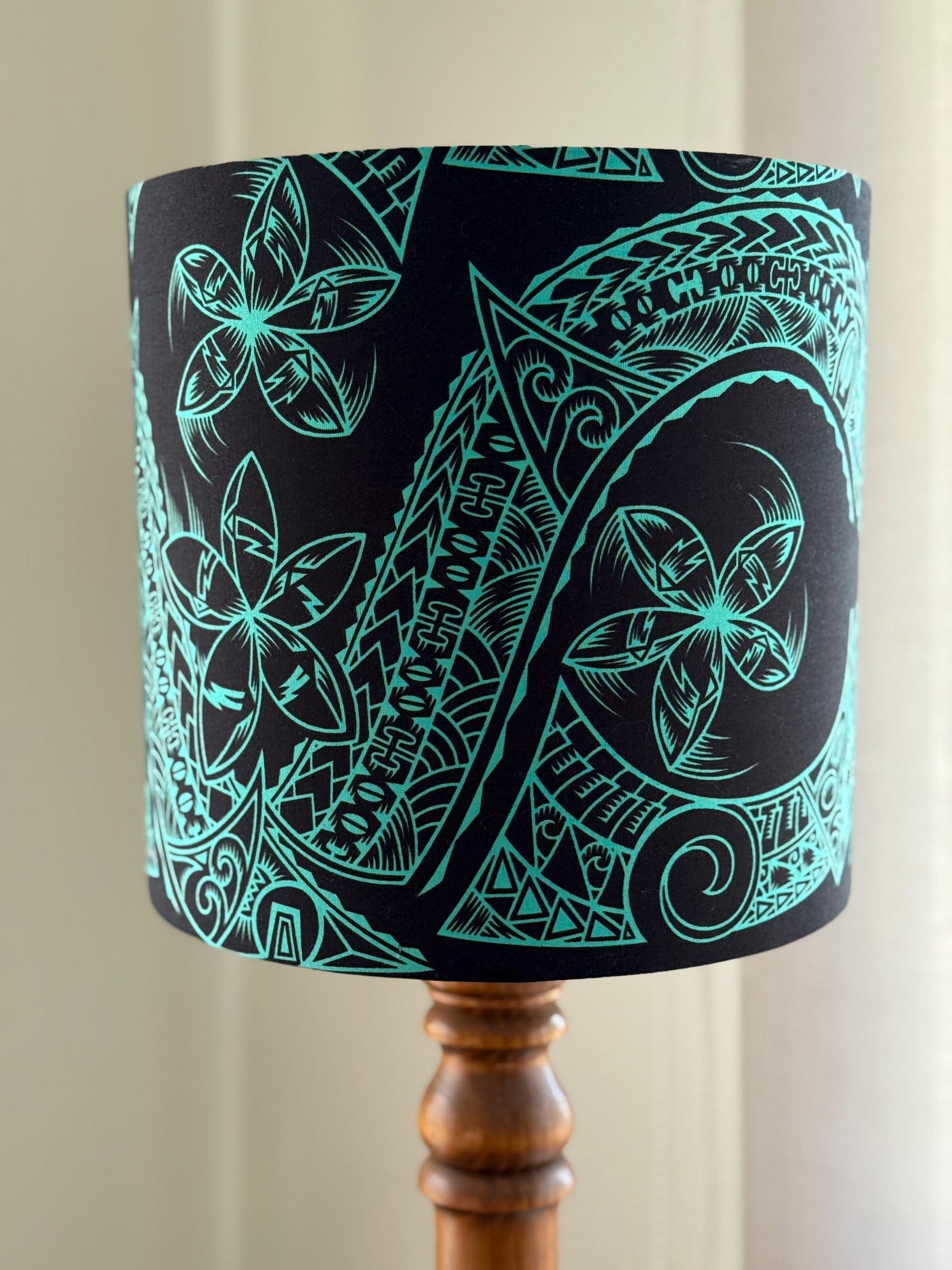 Turquoise and Black Samoan Lamp Shade - Tropical Tribal Design Lamp - Etsy
