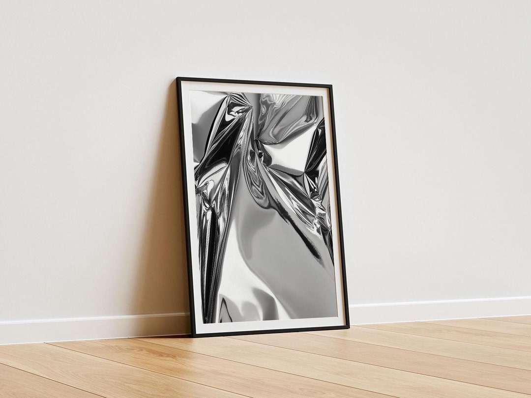 Abstract Silver Foil Structure Poster, Trendy Wall Art, Black & White ...