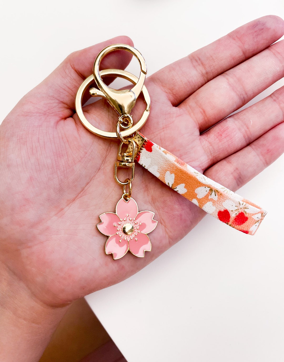 Pink Sakura Keychain Charm Japanese Inspired - Etsy