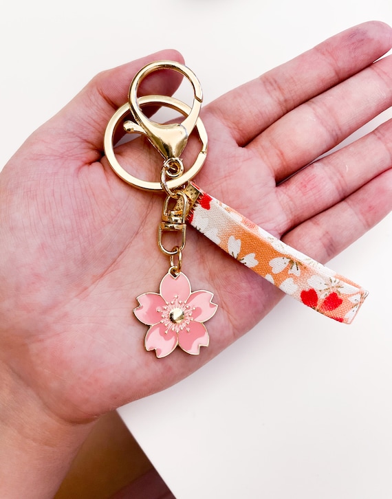 Pink Sakura Keychain Charm Japanese Inspired - Etsy
