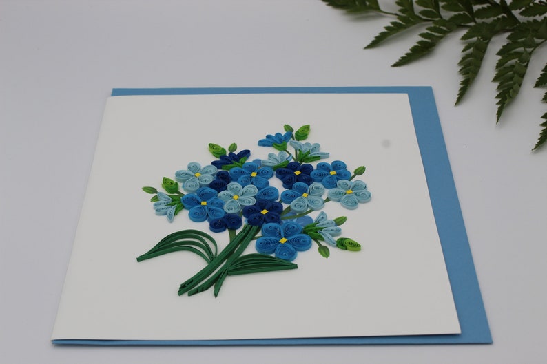 Blue Flowers, Quilling Card, Birthday, Greeting Card, Birthday Card ...