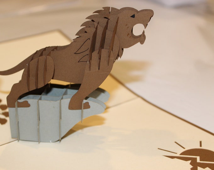 Lion 3D, Pop up Card, Birthday Card, Greeting Card, Birthday Pop up ...