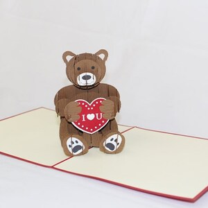 I Love You Bear, Pop up Card, Birthday Card, Greeting Card, Birthday ...