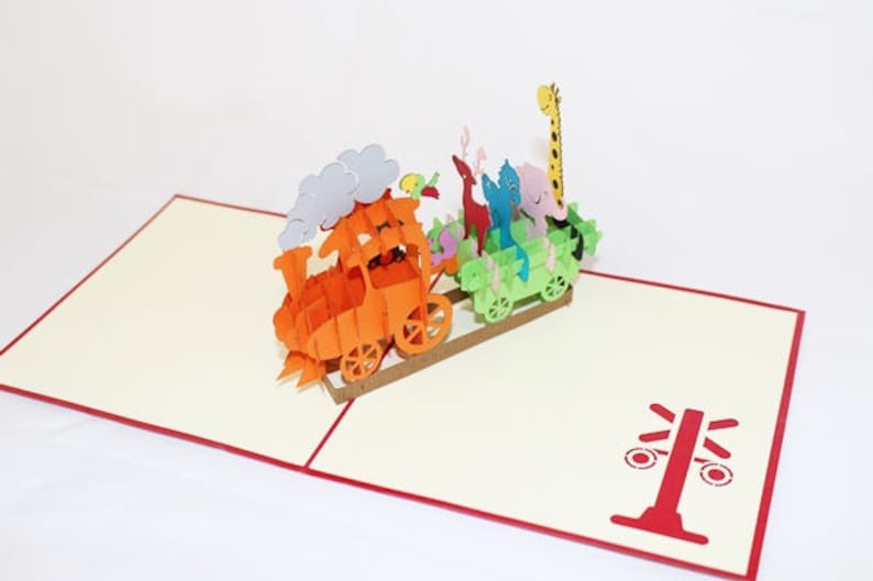 Birthday Train, Pop up Card, Birthday Card, Greeting Card, Birthday Pop ...