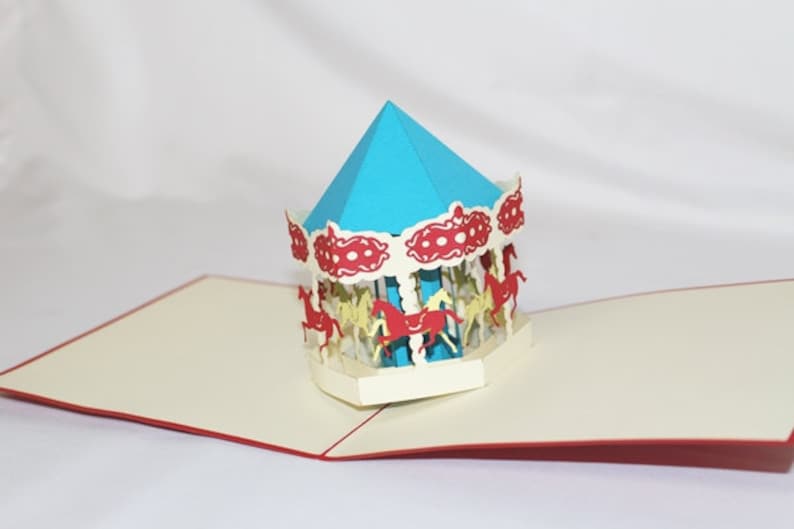 Horse Carousel Pop Up Card Birthday Card Greeting Card | Etsy