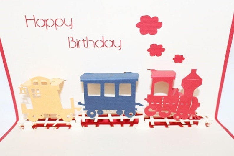 Birthday Train, Pop up Card, Birthday Card, Greeting Card, Birthday Pop ...