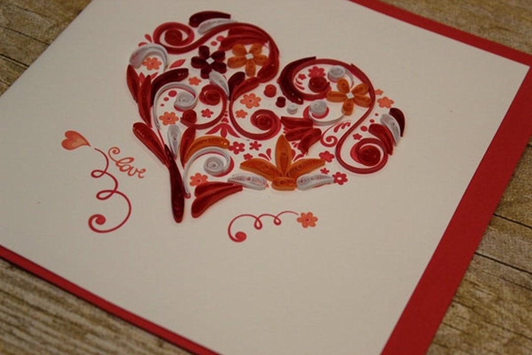 Heart Valentine, Love Card, Quilling Card, Birthday, Greeting Card ...