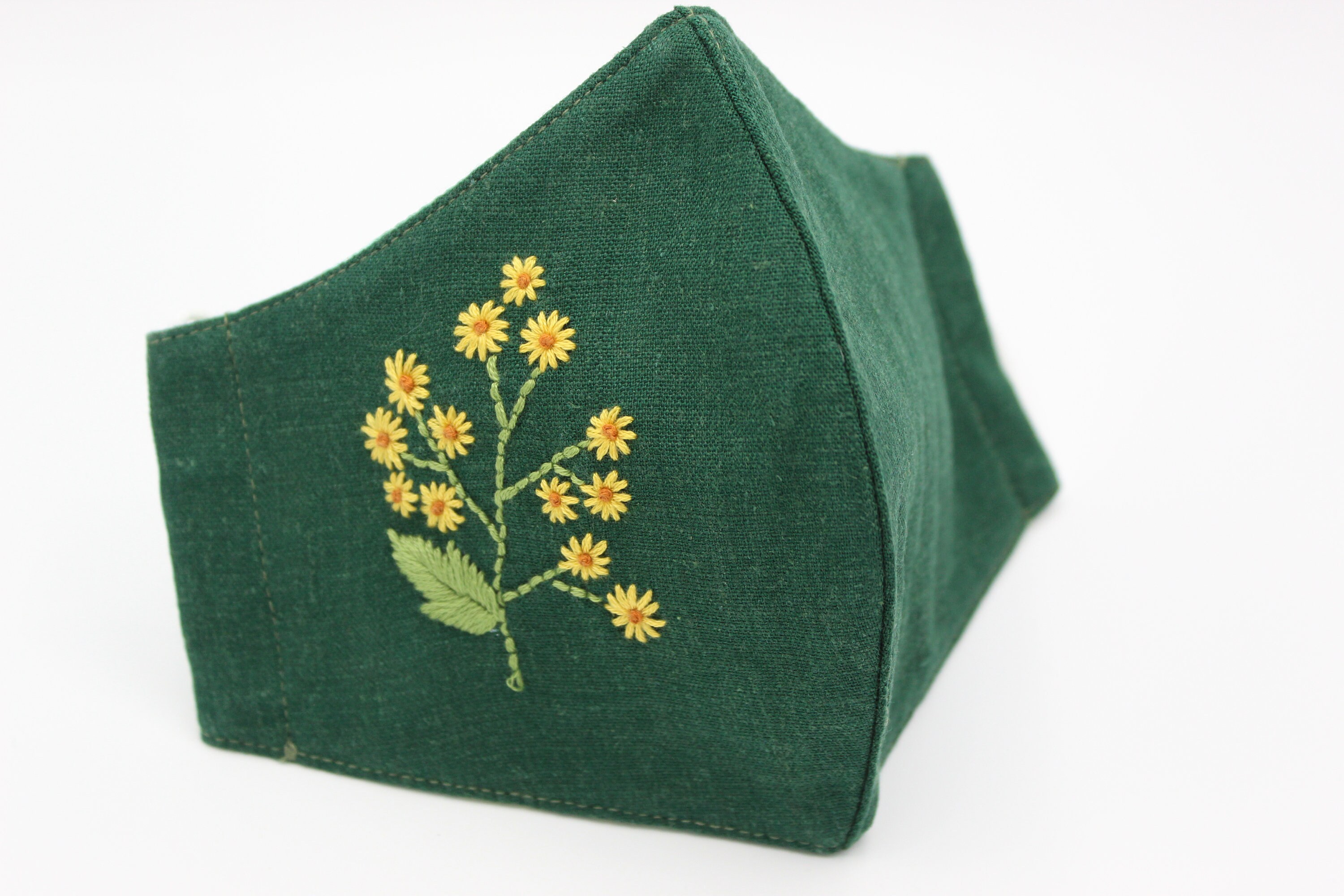 Yellow/ White Daisy Hand Embroidered Face Mask Linen | Etsy