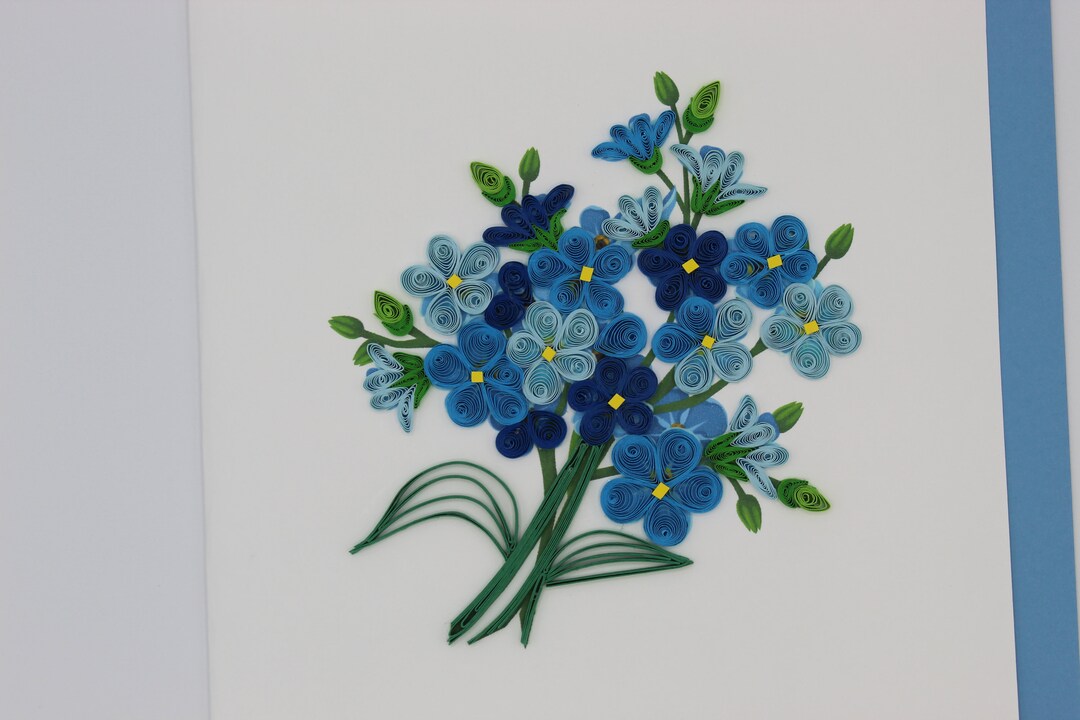 Blue Flowers, Quilling Card, Birthday, Greeting Card, Birthday Card ...