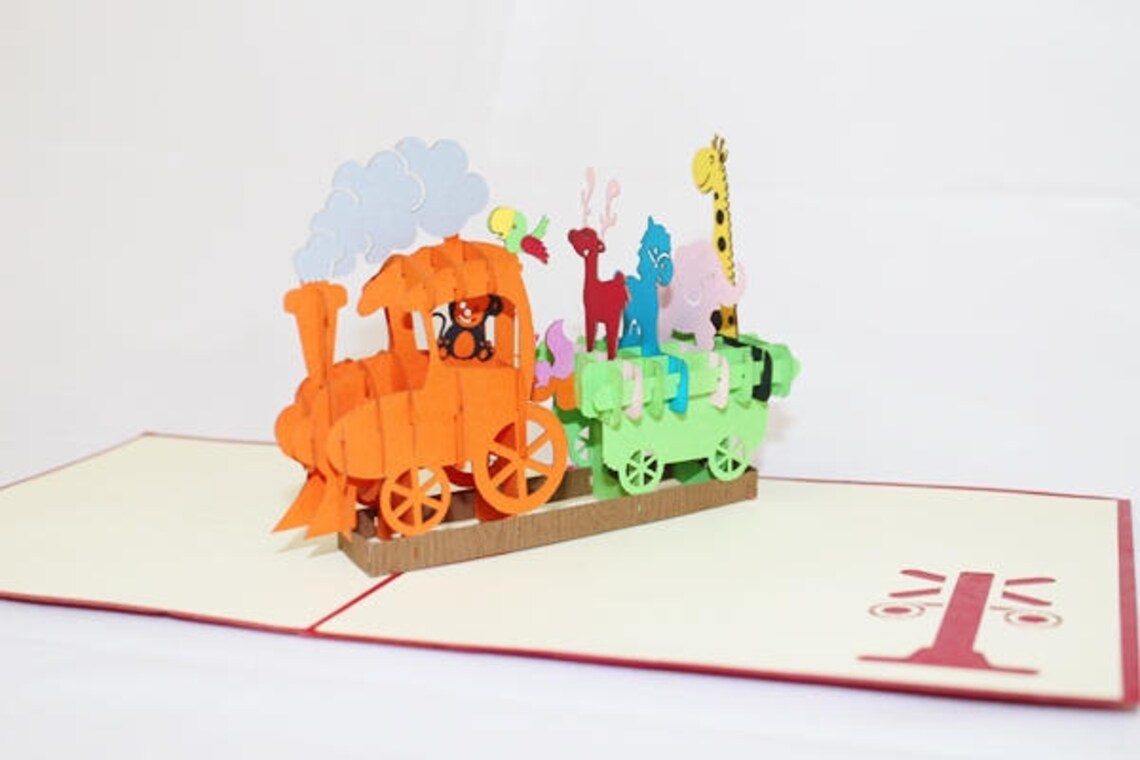 Birthday Train Pop up Card Birthday Card Greeting Card - Etsy