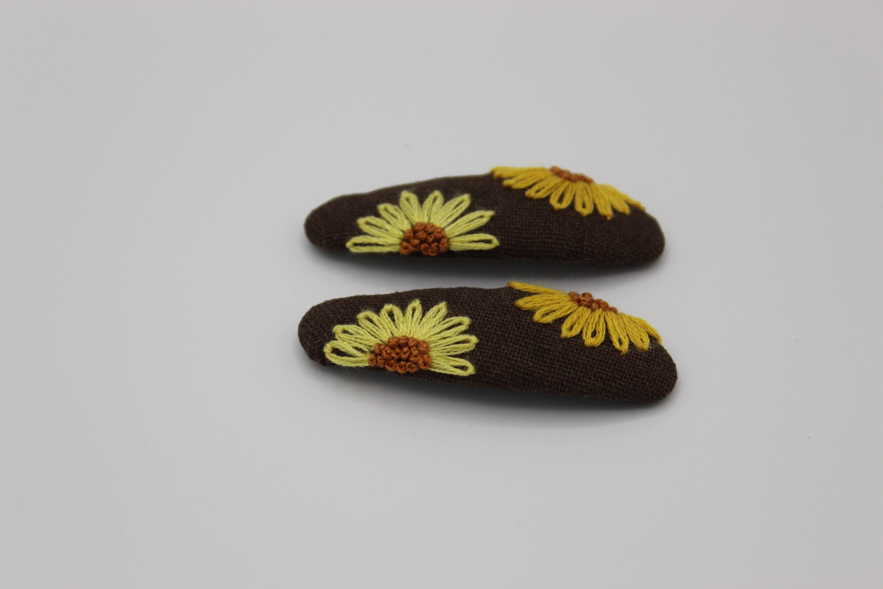 Vintage Handmade Embroidered Hair Clips/ Hand Embroidered Flowers Hair ...