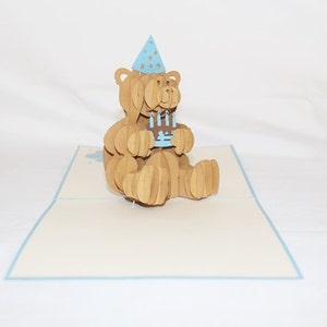 Birthday Bear, Pop up Card, Birthday Card, Greeting Card, Birthday Pop ...