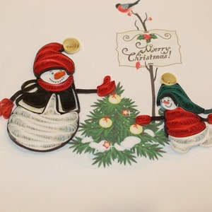 Snowmen Christmas Tree, Quilling Card, Birthday, Greeting Card ...