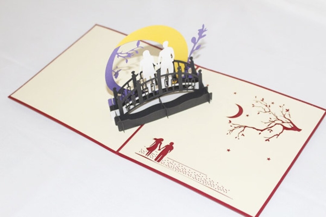 Couple Under Moon, Pop up Card, Birthday Card, Greeting Card, Birthday ...