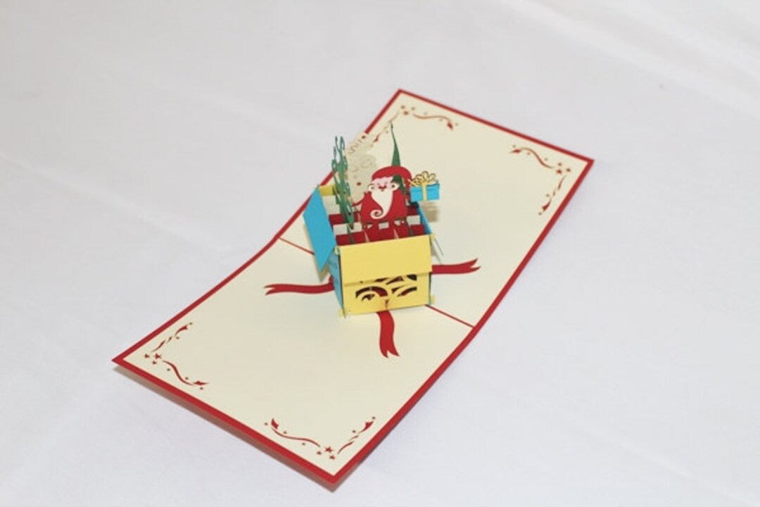Santa in a Box, Pop up Card, Birthday Card, Greeting Card, Birthday Pop ...