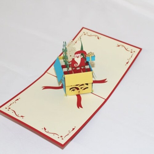 Santa in a Box Pop up Card Birthday Card Greeting Card - Etsy