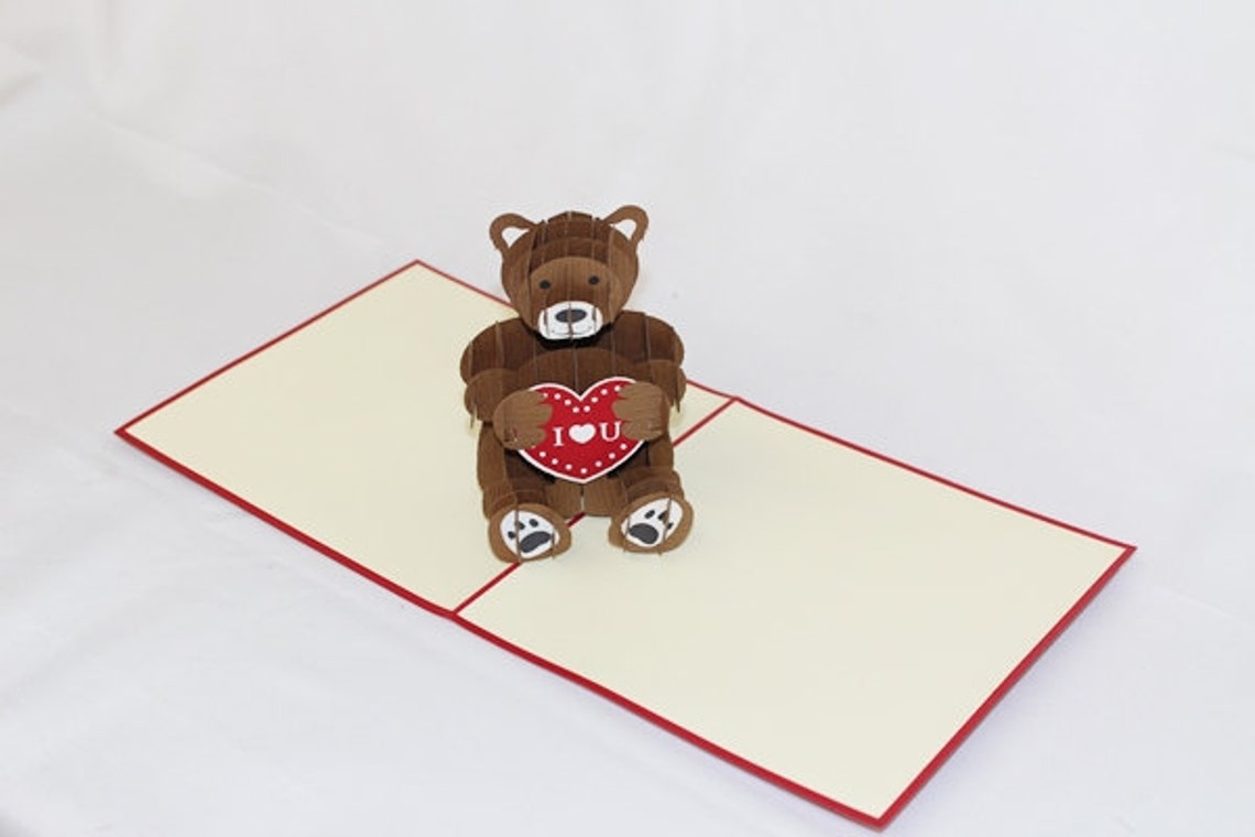 I Love You Bear Pop up Card Birthday Card Greeting Card - Etsy
