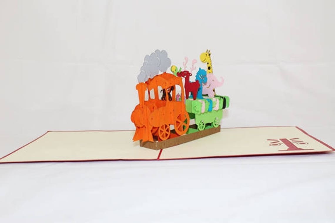 Birthday Train, Pop up Card, Birthday Card, Greeting Card, Birthday Pop ...