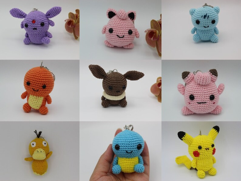 Keychain Pokemon Unique Crochet Pokemon collection | Etsy