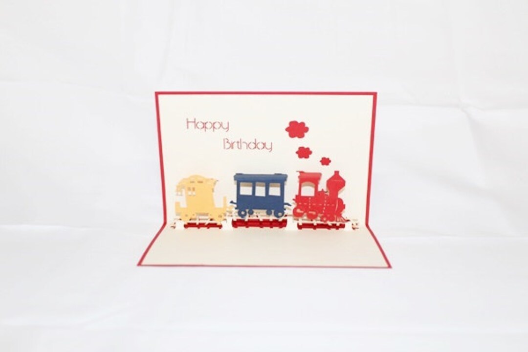Birthday Train, Pop up Card, Birthday Card, Greeting Card, Birthday Pop ...