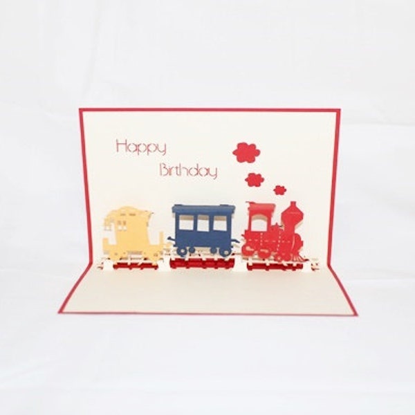 Pop up Train Birthday Card - Etsy