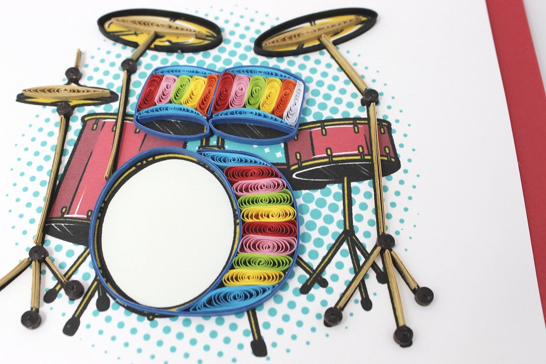 Drum Set, Music,valentines Quilling Card, Birthday Card, Greeting Card ...