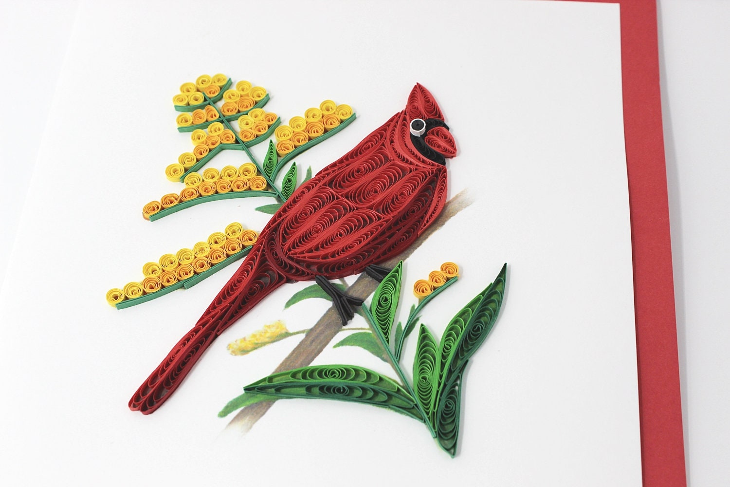 Red Robin cardinal Valentines Quilling Card Greeting Card | Etsy