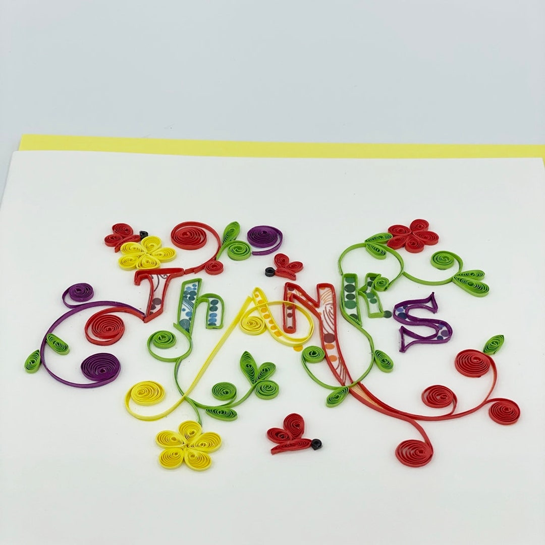Thanks Card, Valentines Quilling Card, Birthday Card, Greeting Card ...