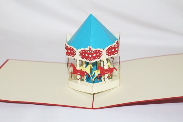 Horse Carousel, Pop up Card, Birthday Card, Greeting Card, Birthday Pop ...
