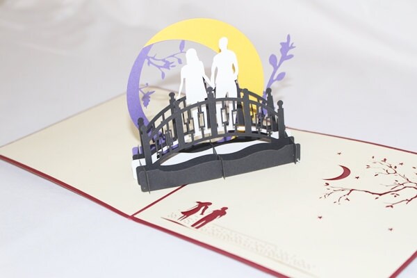 Couple Under Moon, Pop up Card, Birthday Card, Greeting Card, Birthday ...