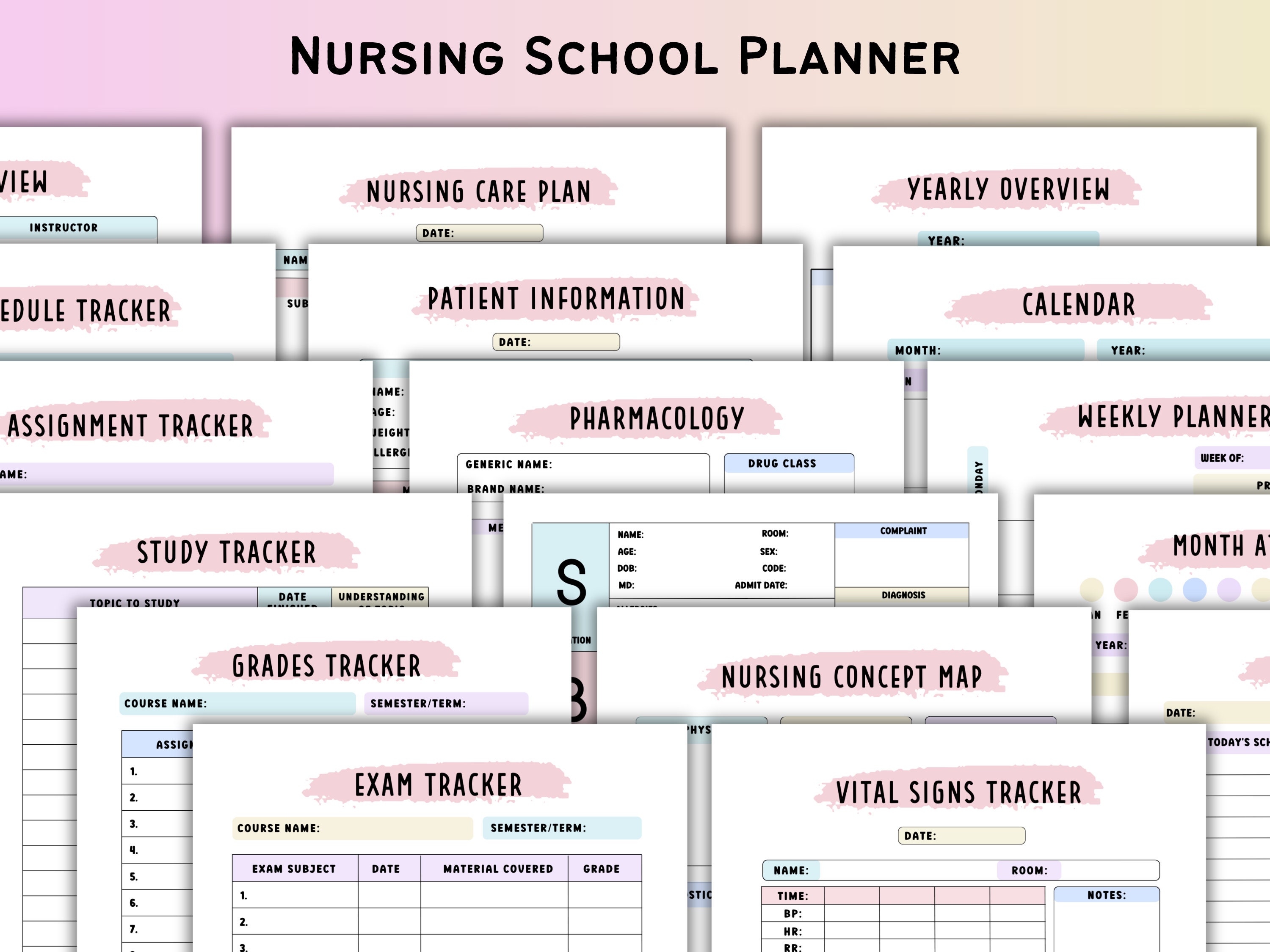 Nursing School Planner | Printable Nursing Templates | Nursing School ...