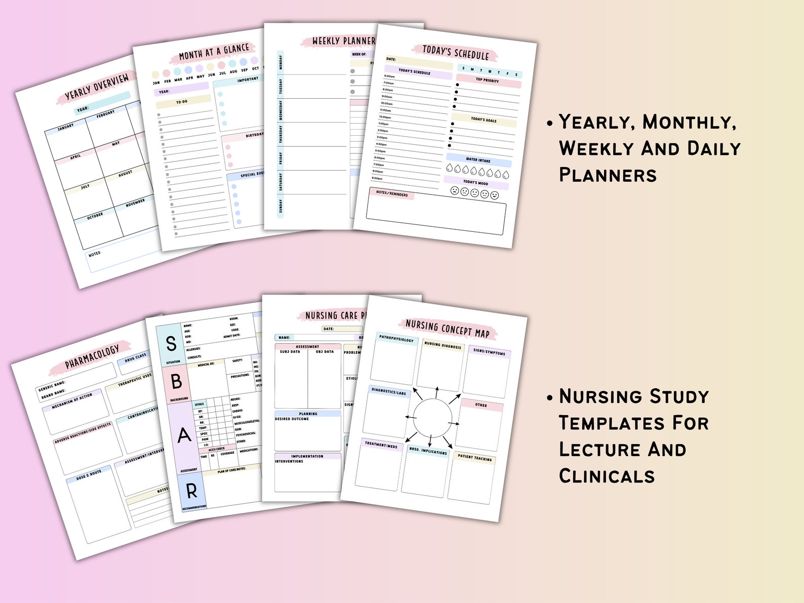 Nursing School Planner | Printable Nursing Templates | Nursing School ...