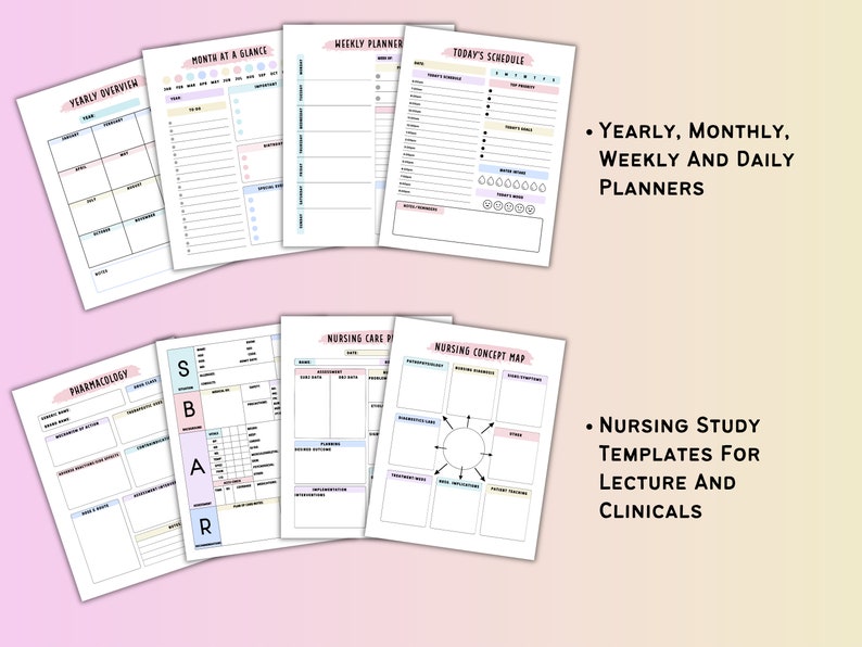 Nursing School Planner | Printable Nursing Templates | Nursing School ...