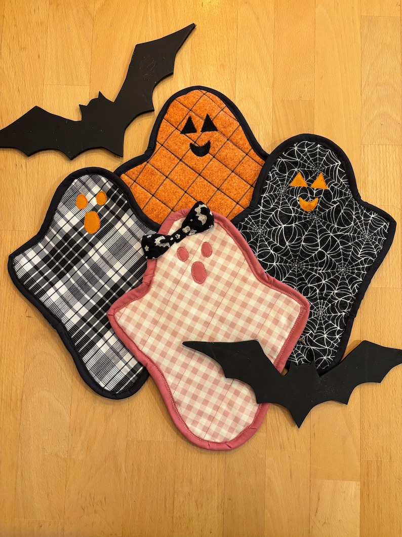 Handmade Ghost Hot Pads – Cute Halloween Kitchen Decor in Pink, Orange ...