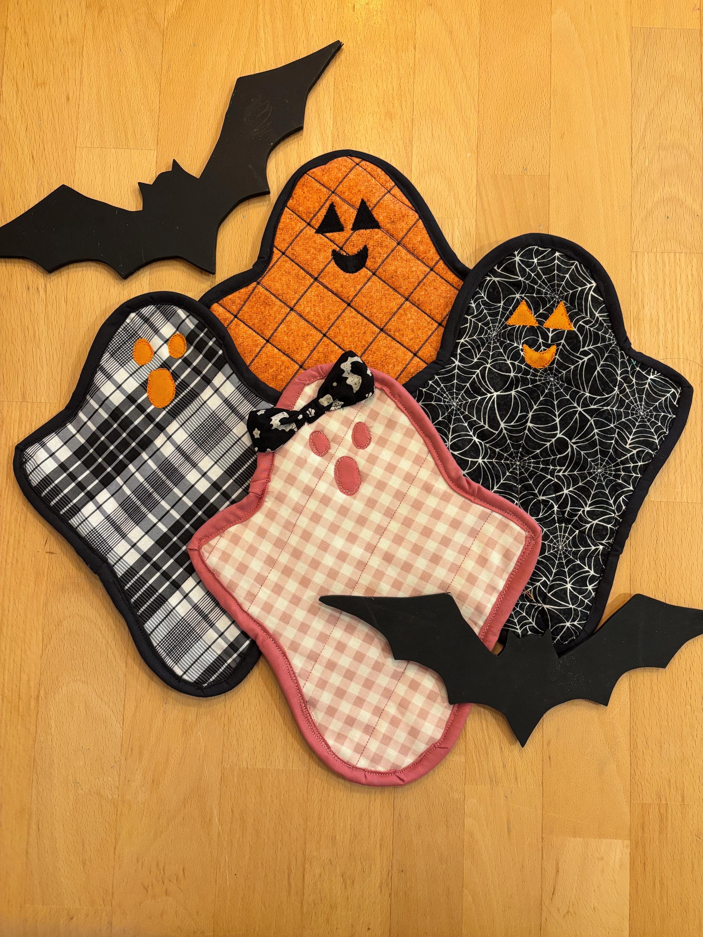 Handmade Ghost Hot Pads – Cute Halloween Kitchen Decor in Pink, Orange ...