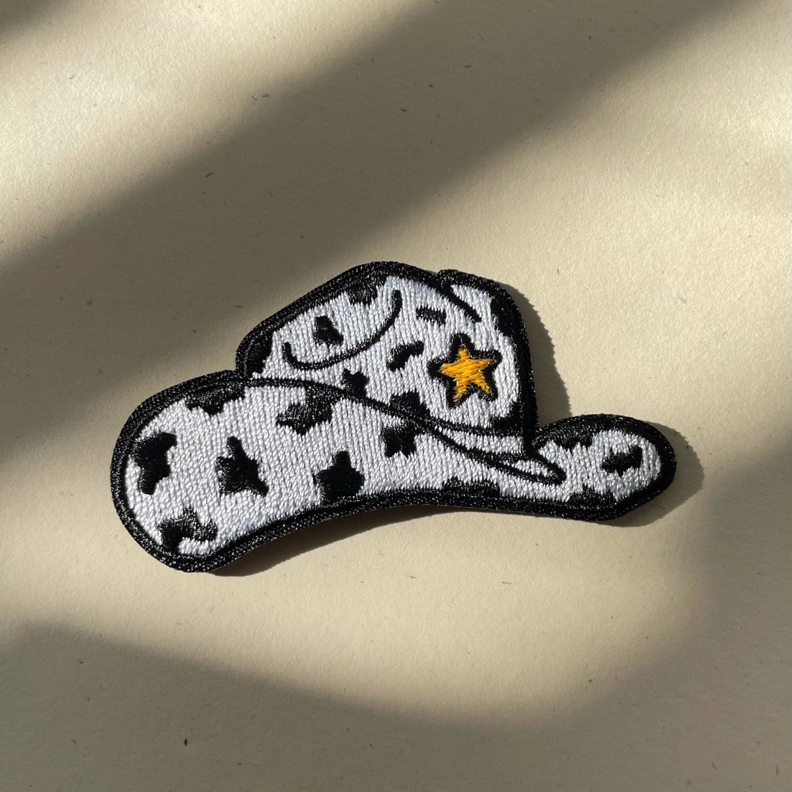 Cow Print Cowboy Hat Iron on Patch - Etsy