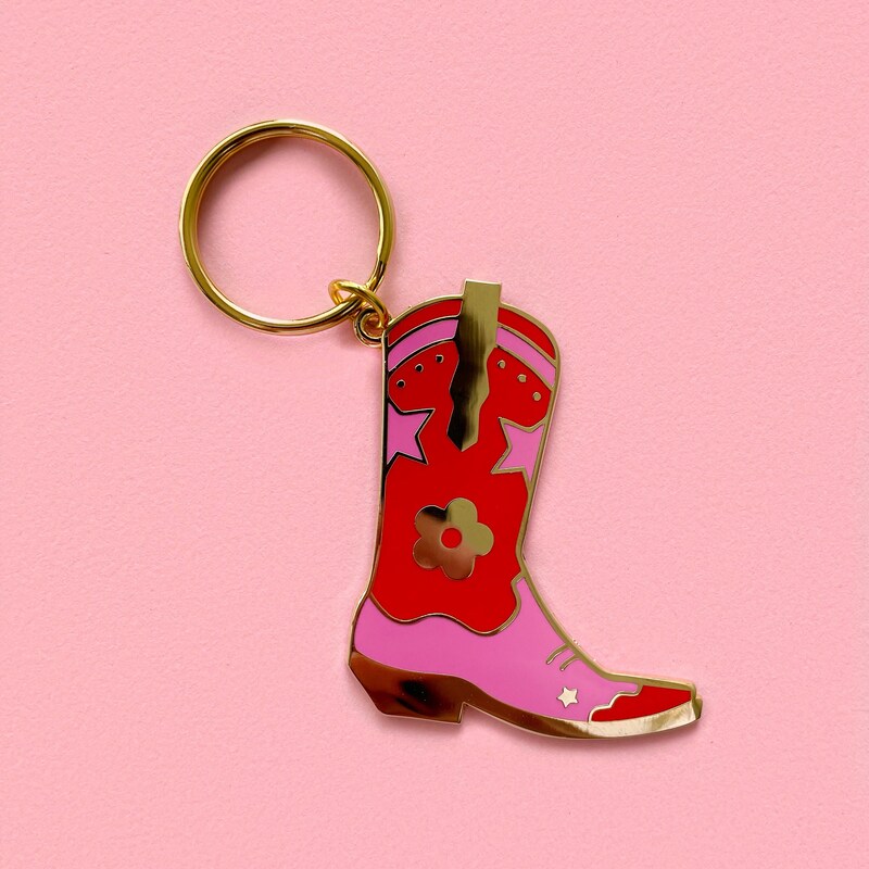 Cowgirl Boot Keychain - Etsy