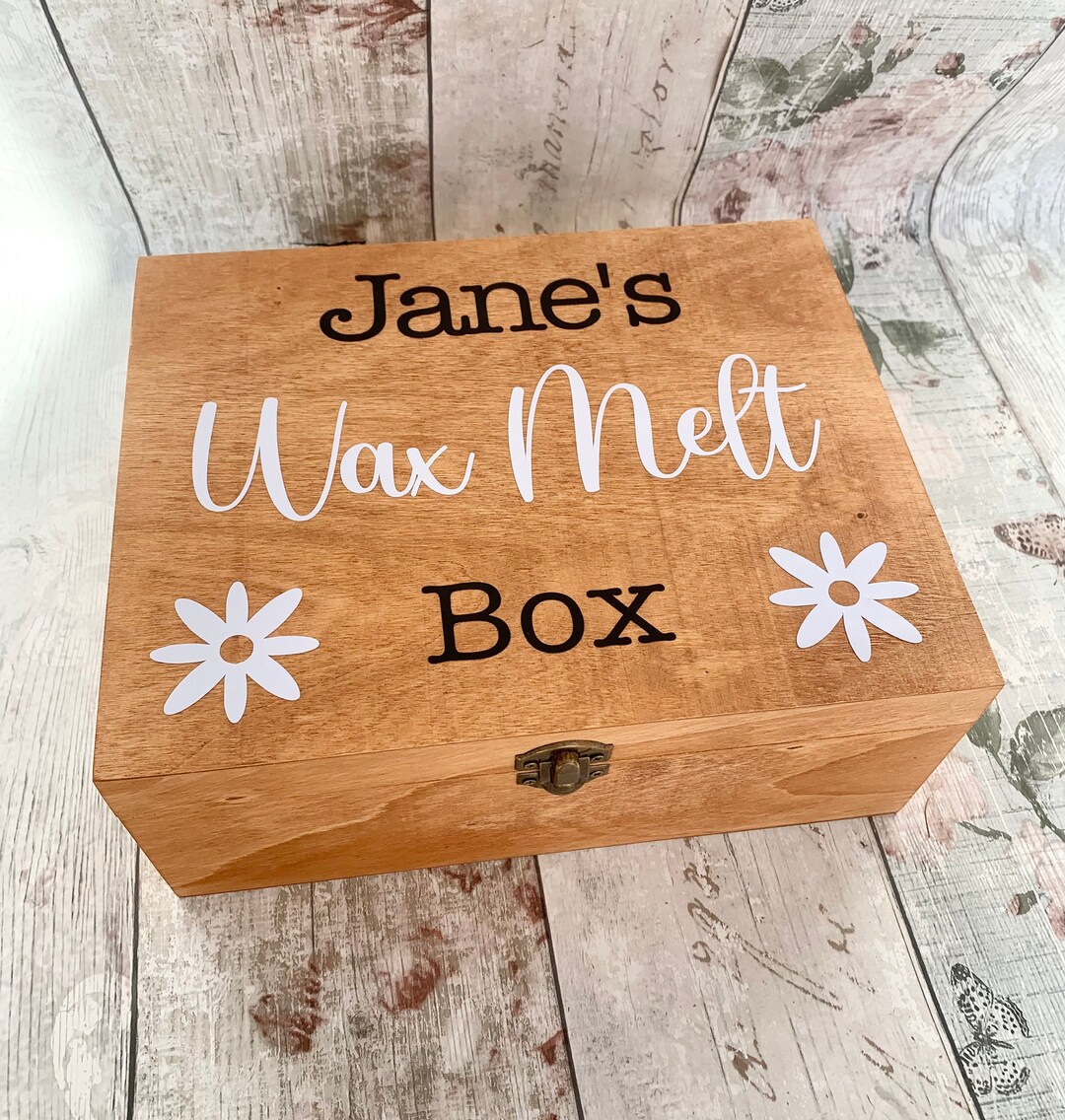 Personalised Rustic Wood Wax Melt Storage Box - Etsy
