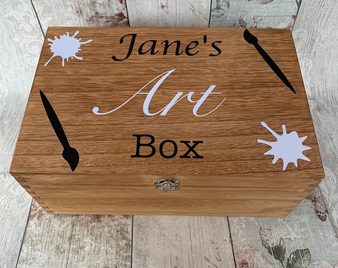 Arts and Crafts Box Personalised Art Box Wooden Arts and Crafts Storage ...