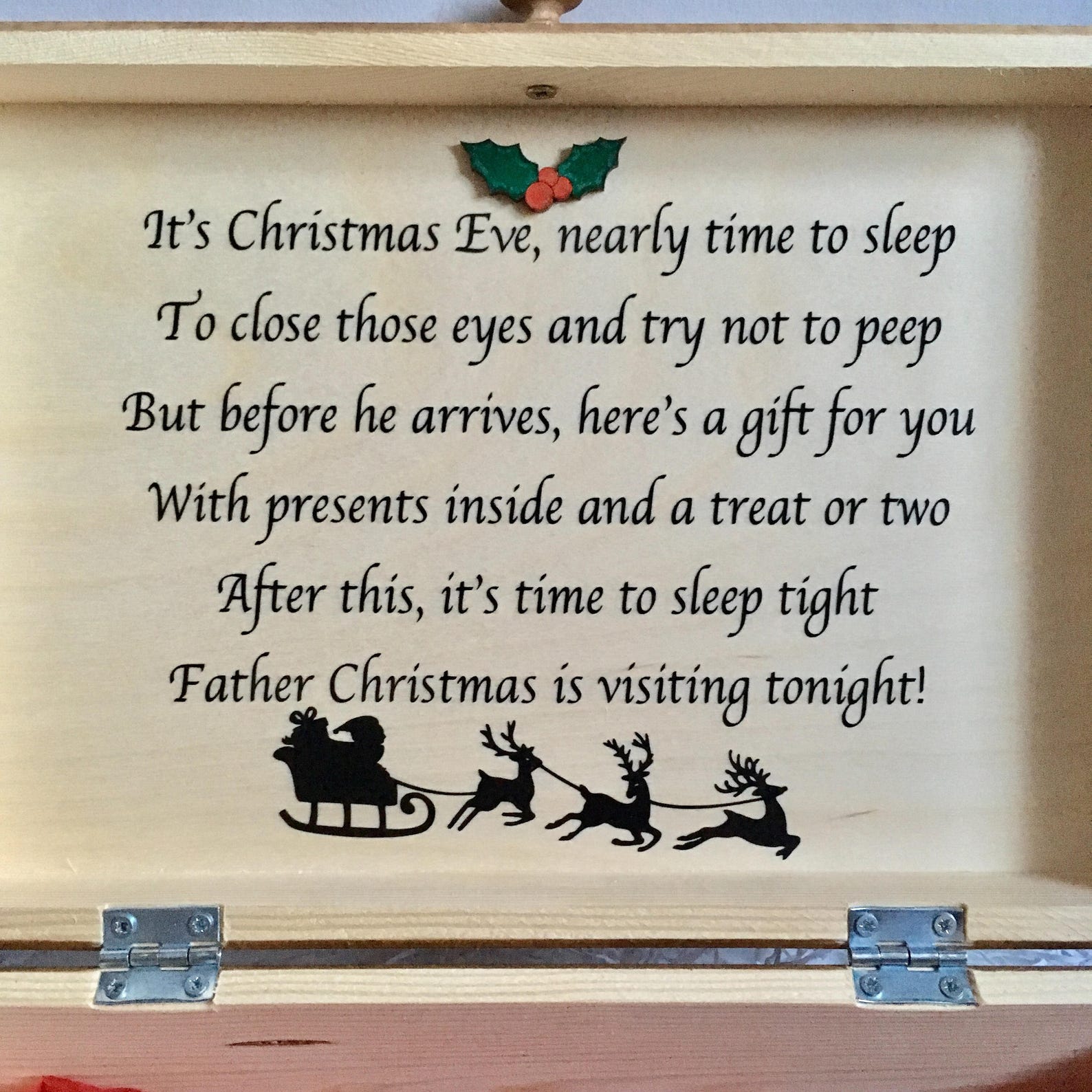 Personalised Wooden Christmas Eve Box With Poem White and - Etsy UK