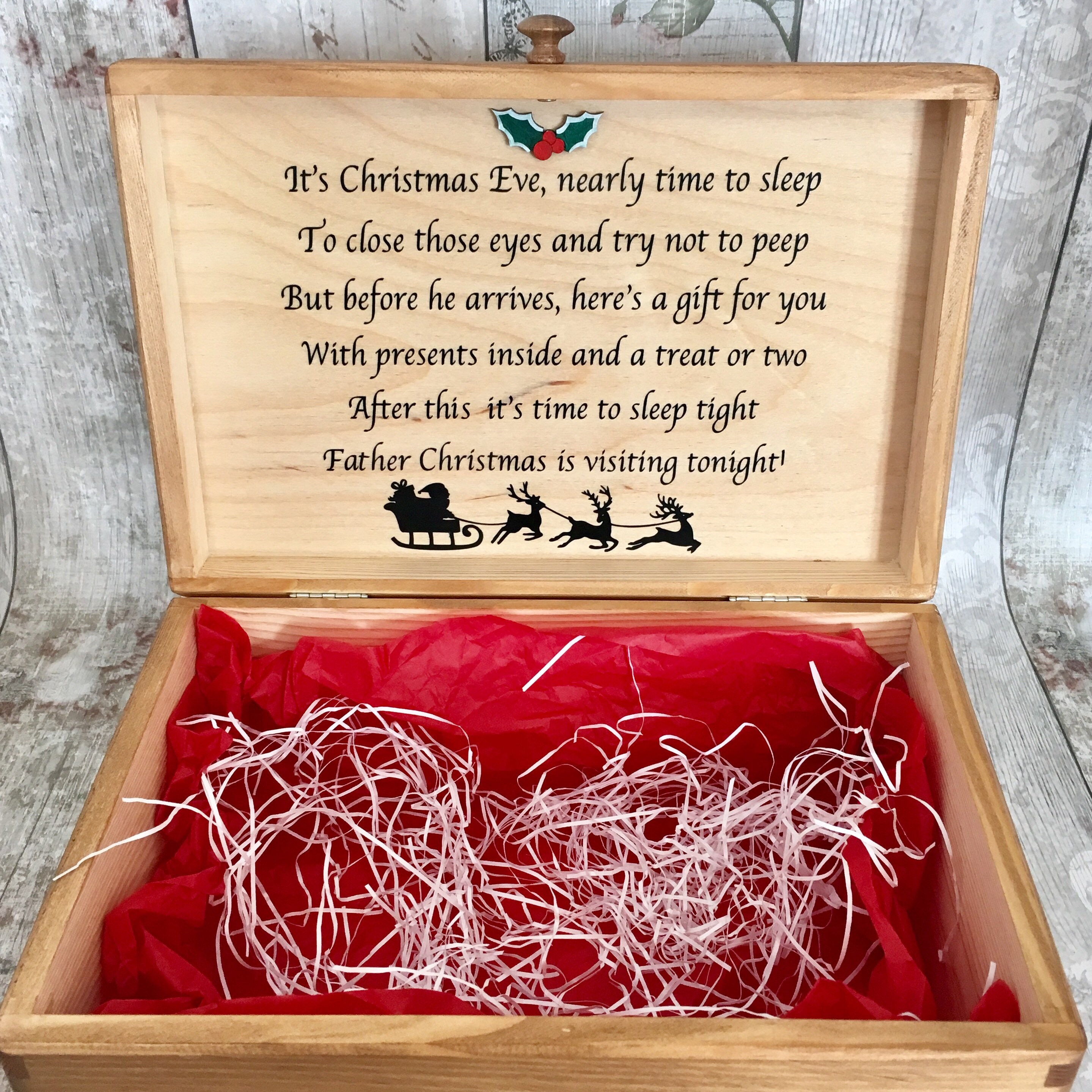 Personalised Wooden Christmas Eve Box Poem Inside Wood - Etsy UK