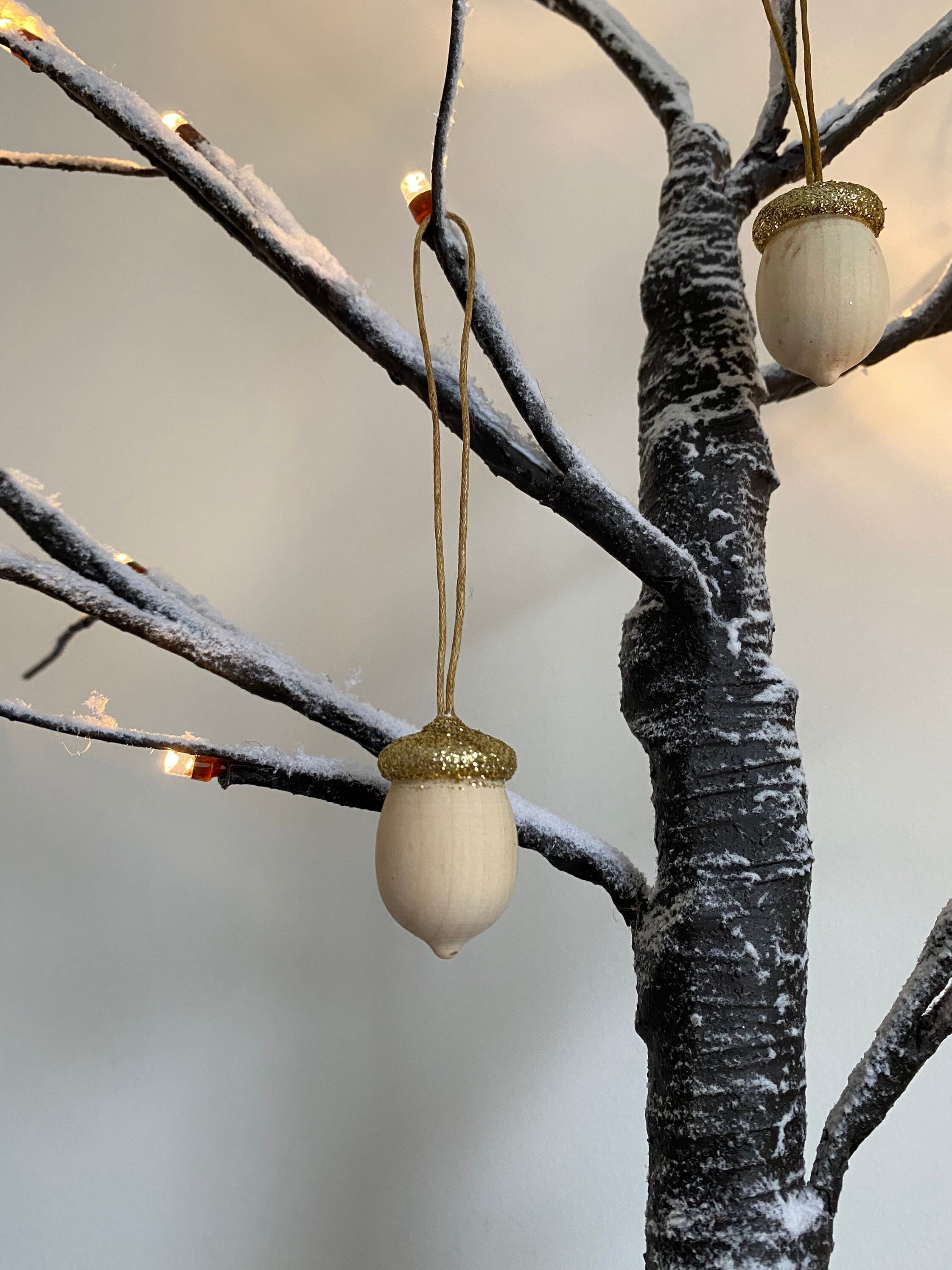 Set 6 Gold Wood Mini Acorn Autumn / Christmas Tree Decoration - Etsy