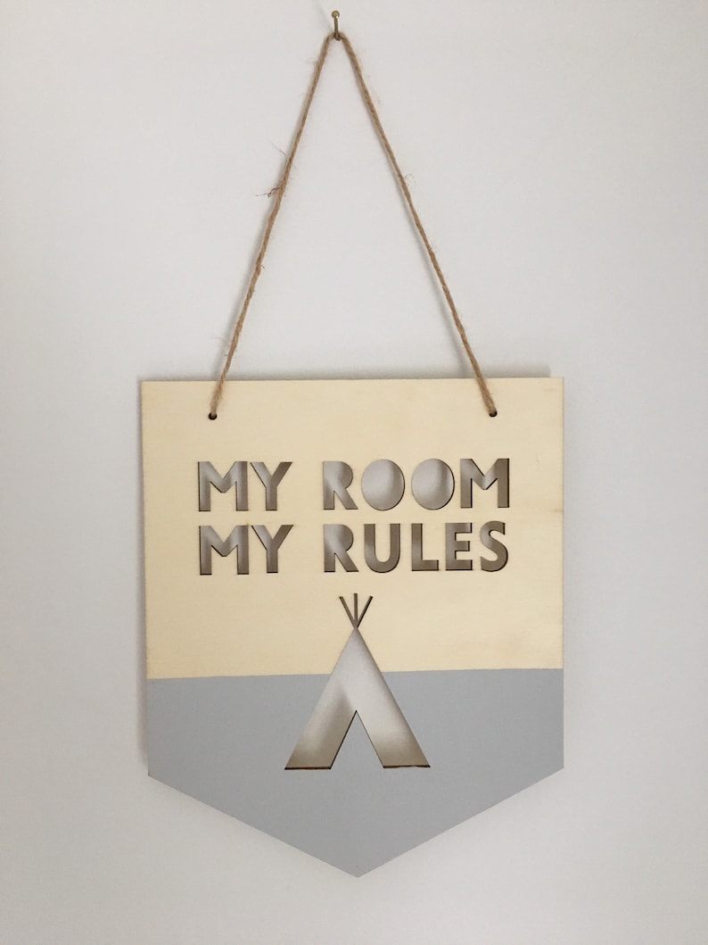 My Room My Rules Wooden Hanging Pennant Flag Sign Cut Out | Etsy